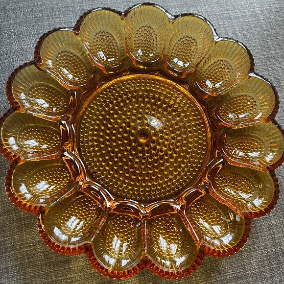 Dining | Vintage Indiana Marigold Carnival Glass Deviled Eggs ...